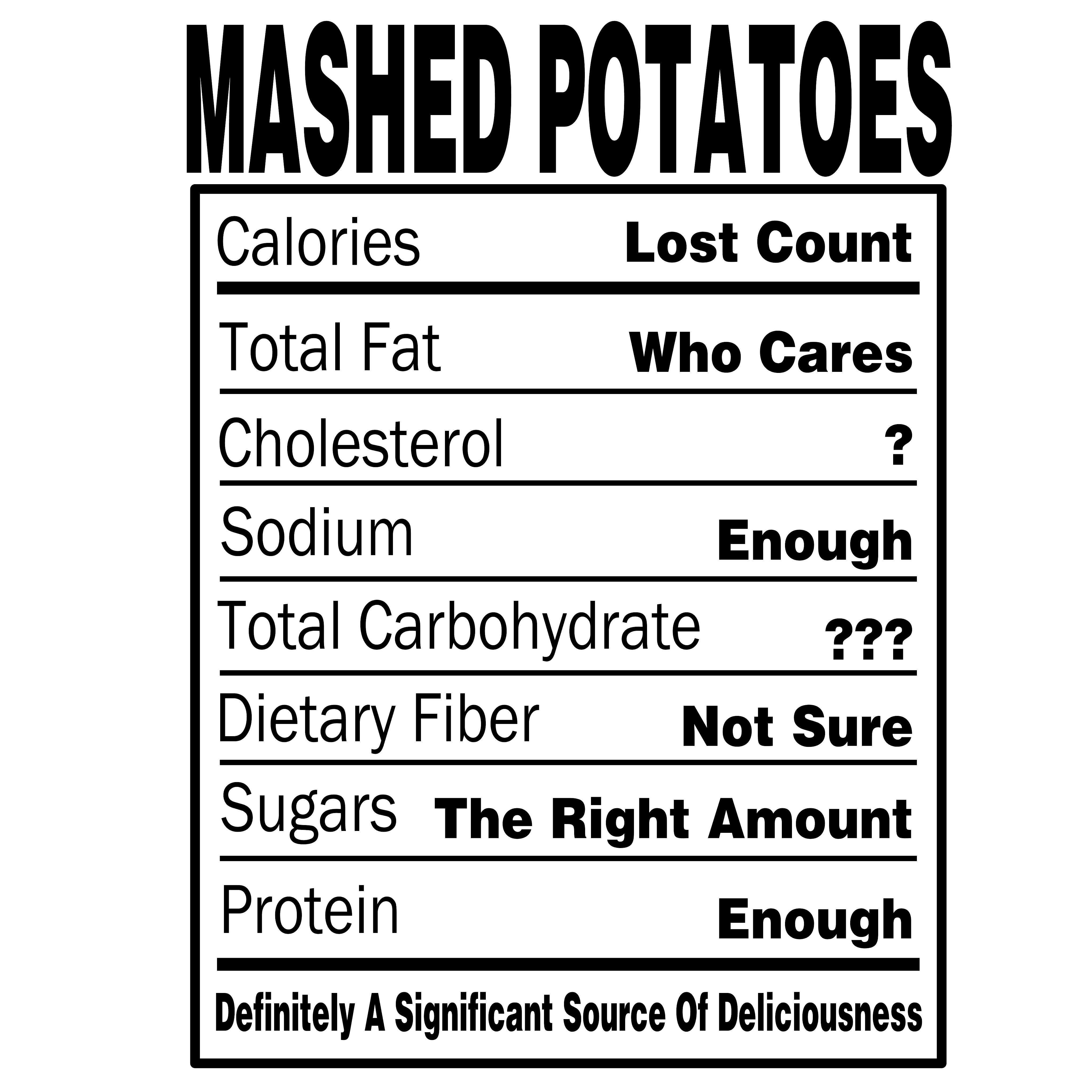 Mashed Potatoes Nutritional Facts – Carlee's Customs