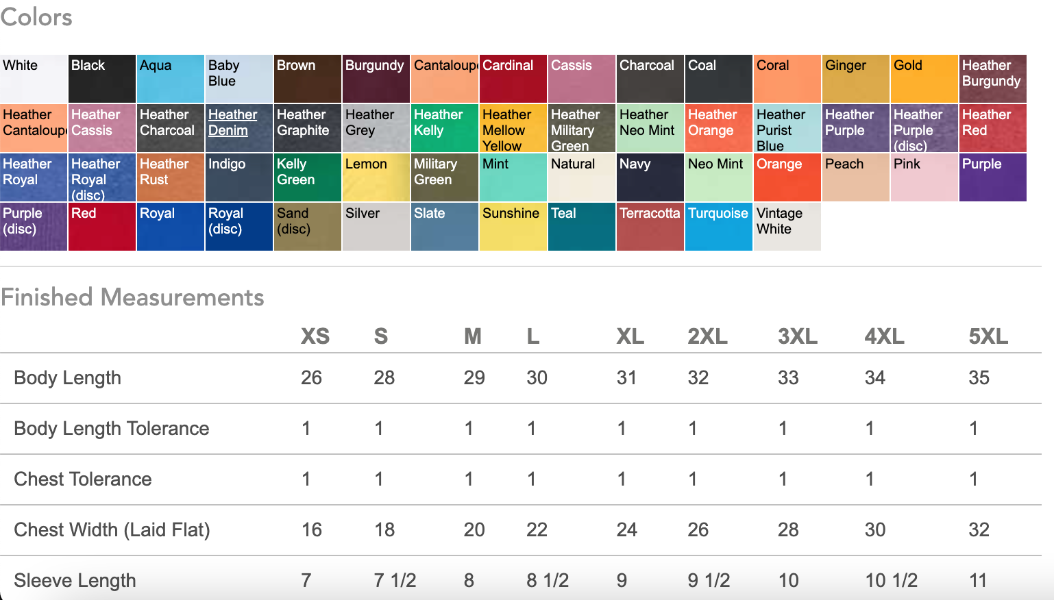 Color Options – Carlee's Customs