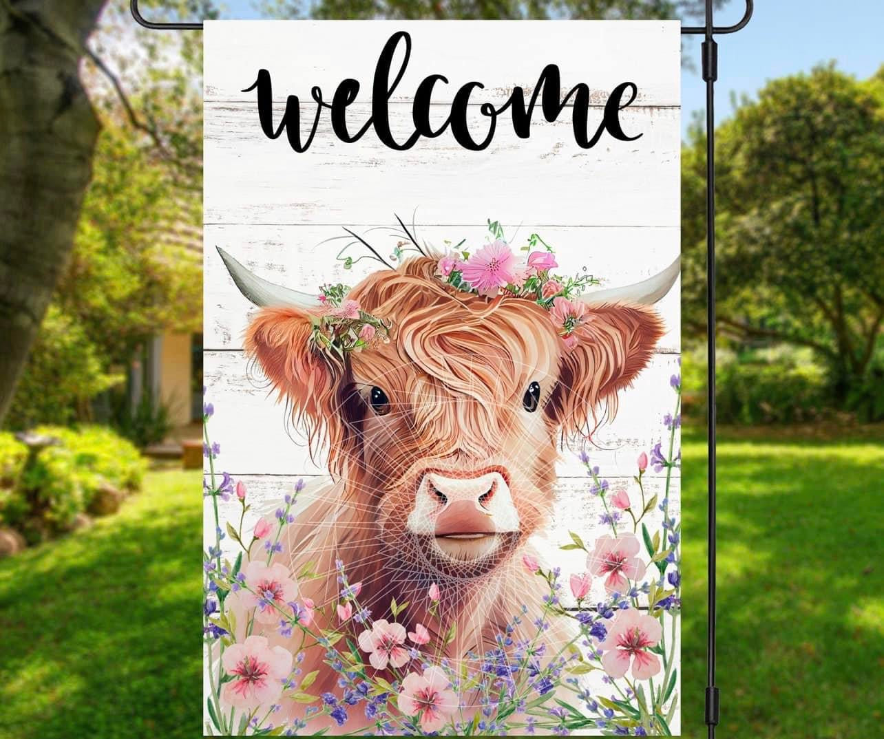 Welcome floral highland flag – Carlee's Customs