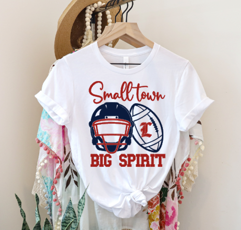 LHS Small town big spirit red & navy font – Carlee's Customs